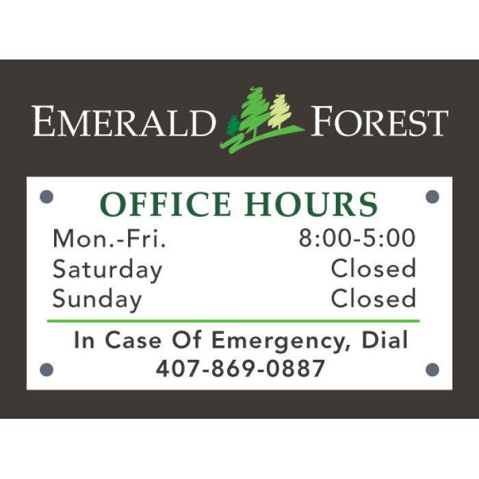Designer Office Hours Sign|Apartment office hours sign
