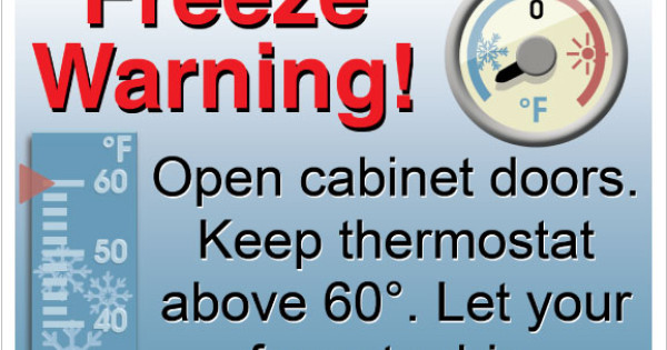 Apartment Freeze Warning Sign